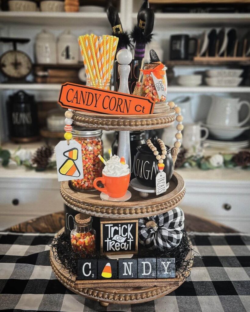 34 Easy Halloween Tiered Tray Decor Ideas - Mica Restaurant