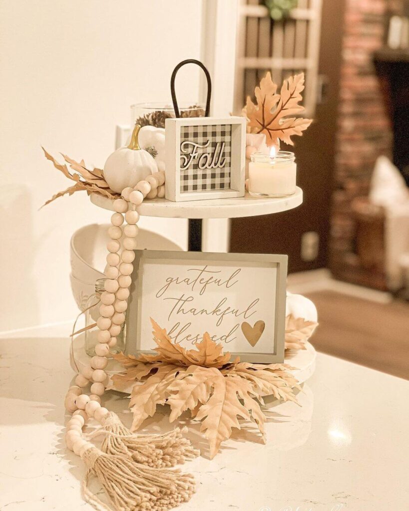 32 Easy Fall Tiered Tray Decor Ideas - Mica Restaurant