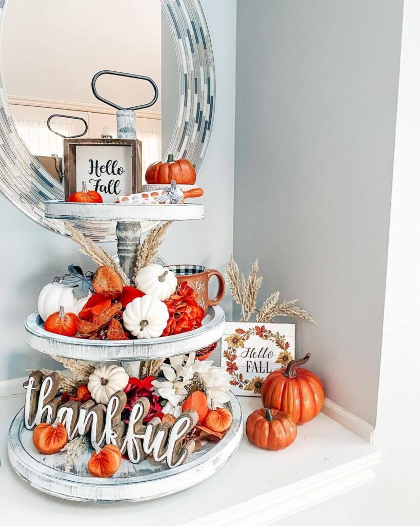 32 Easy Fall Tiered Tray Decor Ideas - Mica Restaurant
